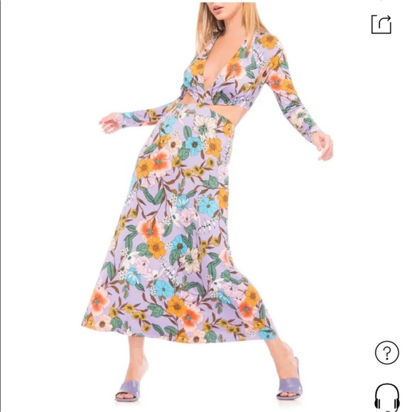 AFRM | Dresses | Afrm Floral Cut Out Long Sleeve Dress | Poshmark